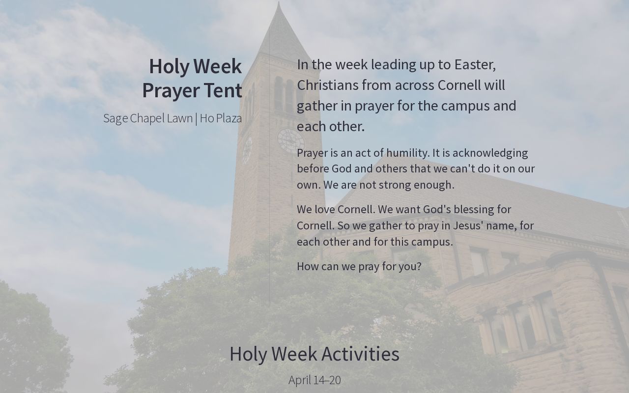Holy Week Prayer Tent